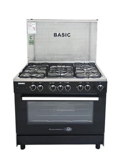 BASIC Freestanding Gas Cooker 5 Burners 60x90 Full Safety Black Silver ...