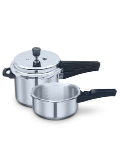 Impex 2 Piece Pressure Cooker Combo Set 5 Litre And 3 Liter Aluminium ...