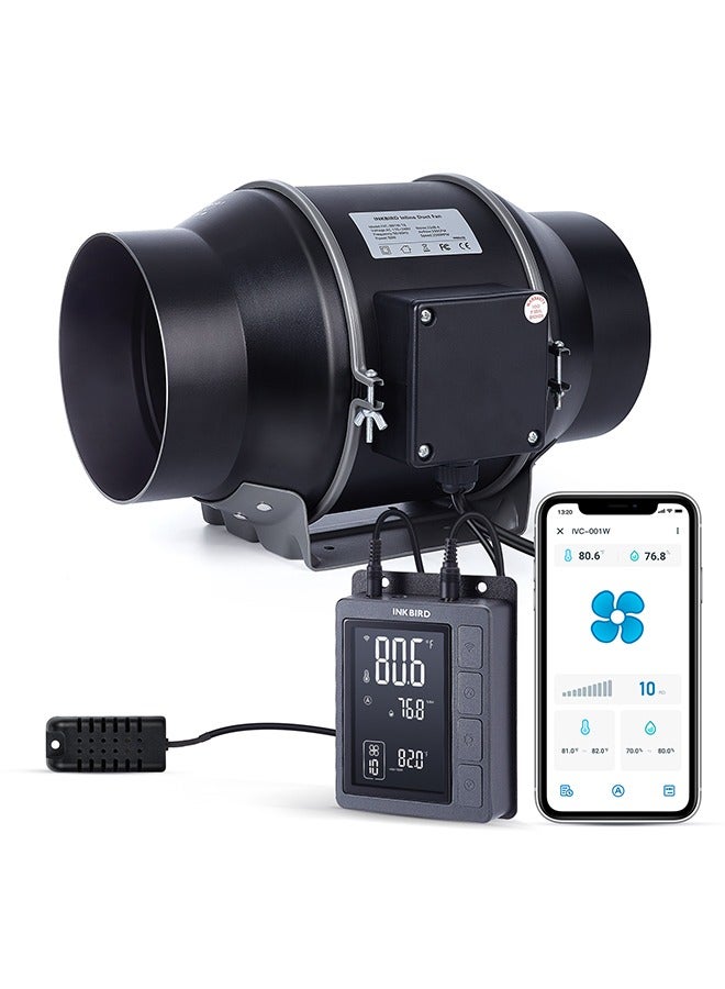 INKBIRD INKBIRD Inline Duct Fan IVC-001W 15CM with Smart Controller Variable Fan Speed ...