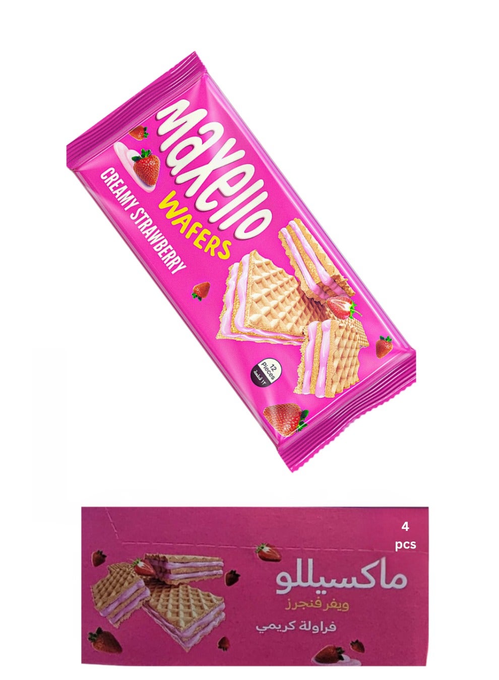 Maxello Wafer fingers filled with Strawberry 4 Packet 12 pcs | Best ...