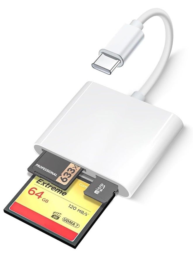 Tersely 3 in 1 USB Type C to CF/SD/TF Memory Card Reader, Type C ...