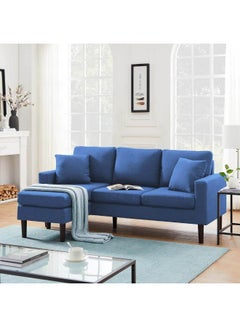 Homzmart Swedish Wood & Linen L-Shape Sofa - Blue KSA | Riyadh, Jeddah