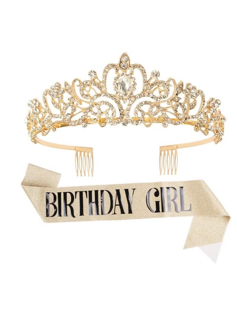 Generic Birthday Crowns for Women, Didder Gold Crystal Tiara & Birthday ...