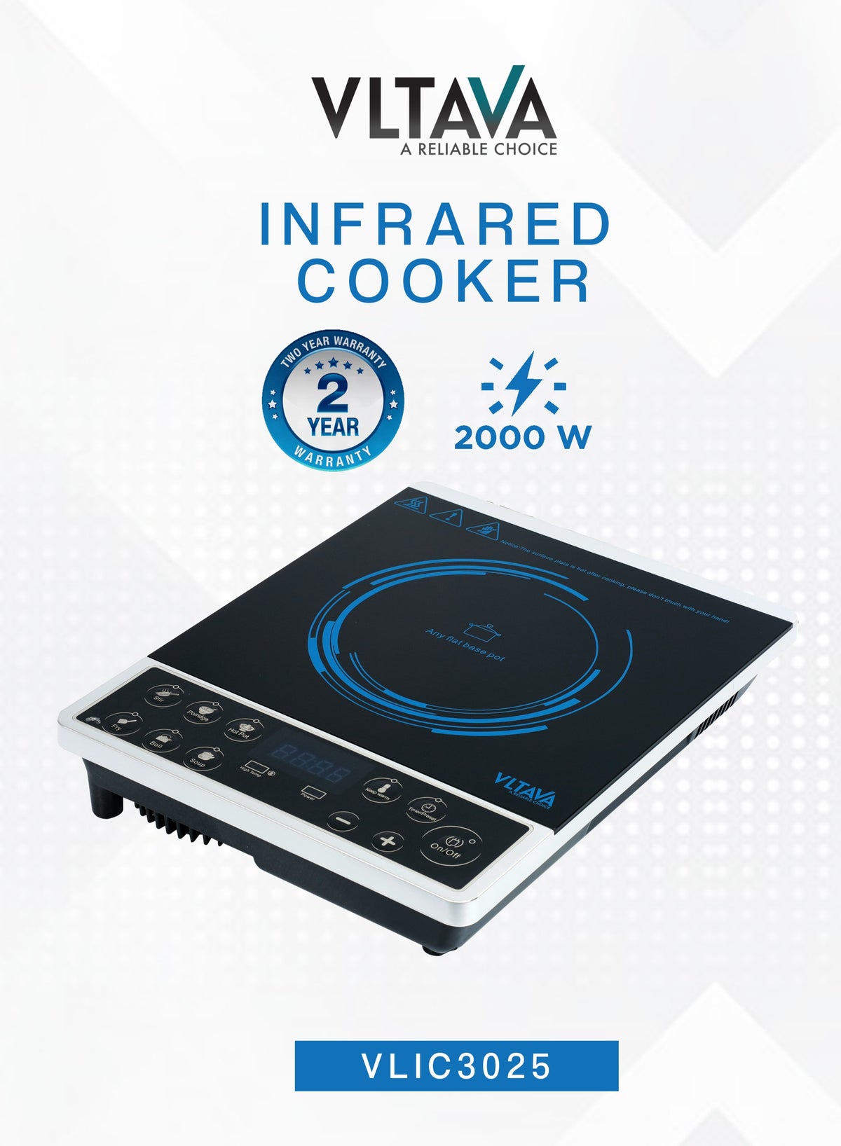 VLTAVA Vltava Infrared Cooker 2000W / VLIC3025 - 4hr Programmable Timer ...