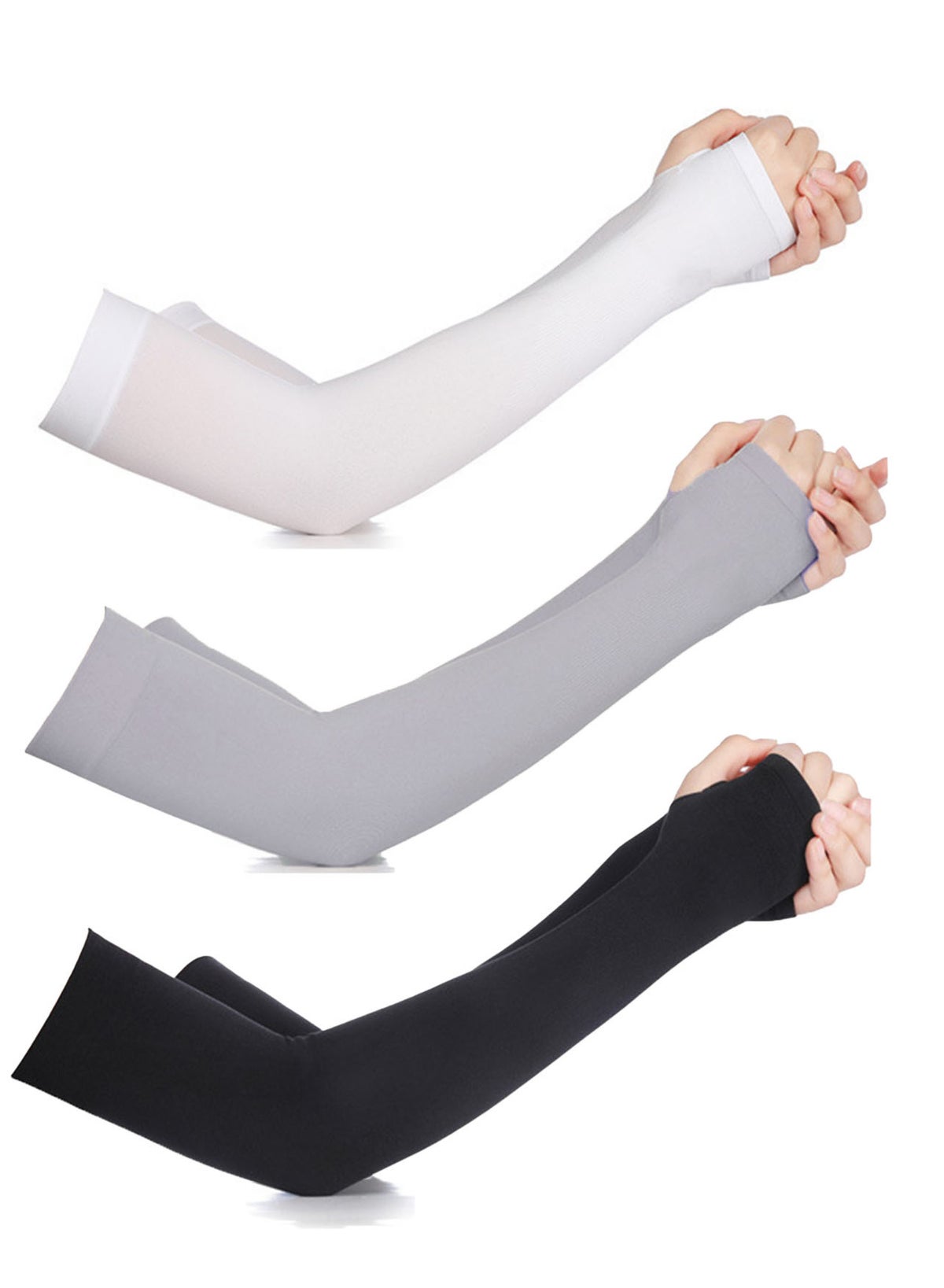 Generic 3-Pair Sunscreen ice Silk Sleeves Sun Protection Compression ...