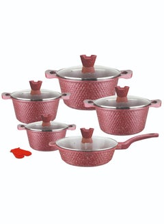 HK 12-piece Marble Cookware Set Aluminum Pots And Pans With Non-stick ...