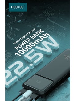 HooToo 10000mAh Power bank Bipow digital display and 2-USB ports and type-C PD port supports ...