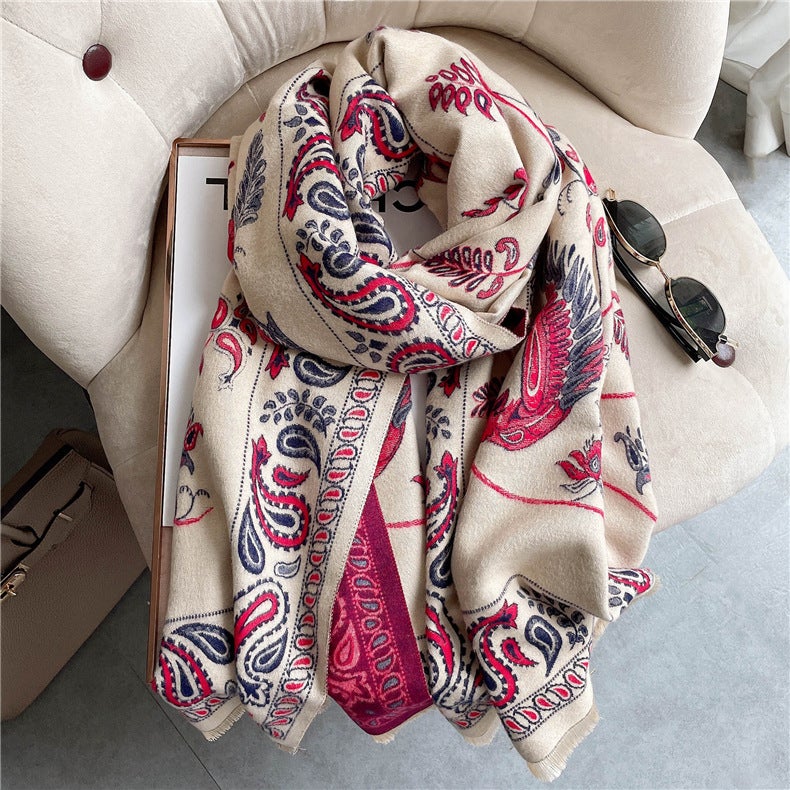 Generic 400G Thickened Version Retro Ethnic Bluebird Scarf Women'S ...