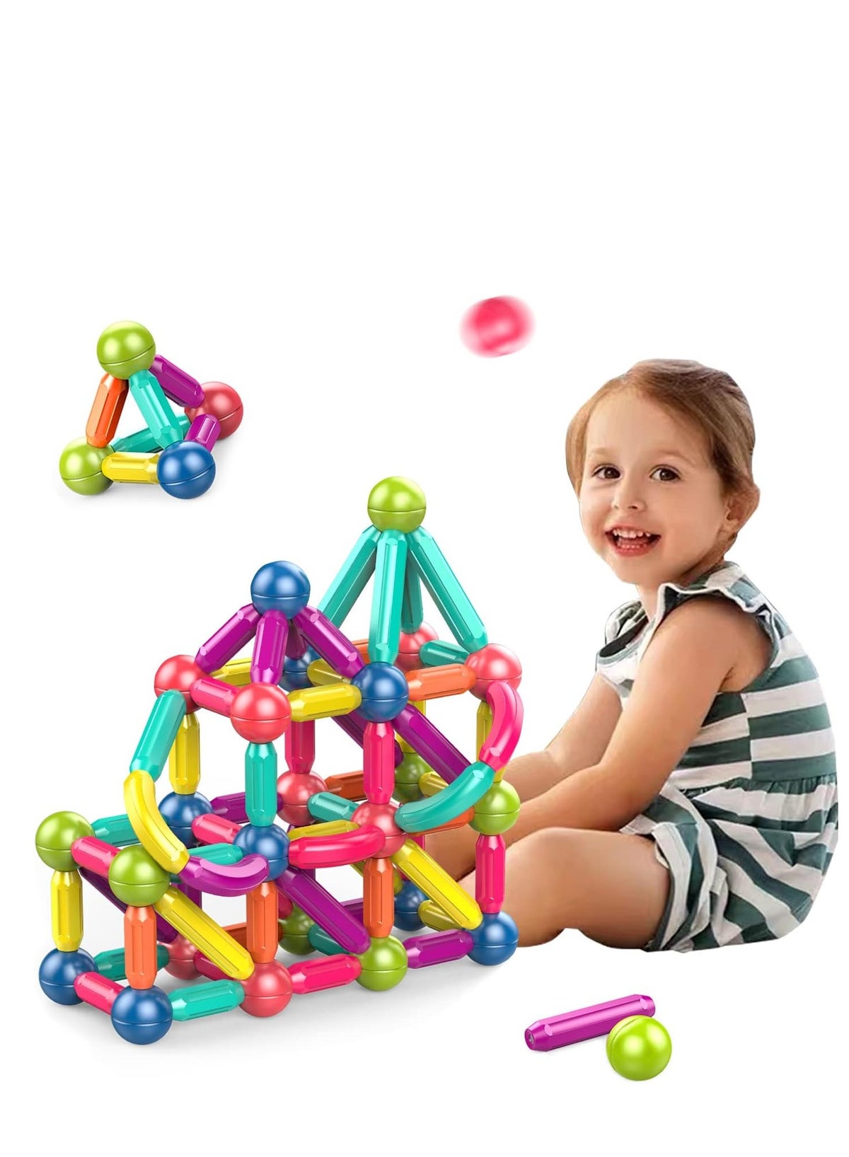 TOYS-EGYPT Magnetic Sticks, Balls and Bars Set, Building Blocks ...