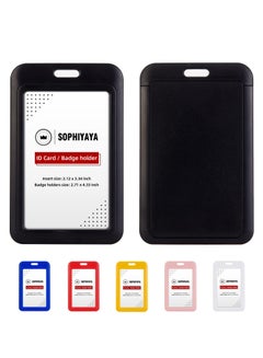2 Pack Sliding ID Badge Holder Hard Plastic Key Card Work Badge Sleeve ...