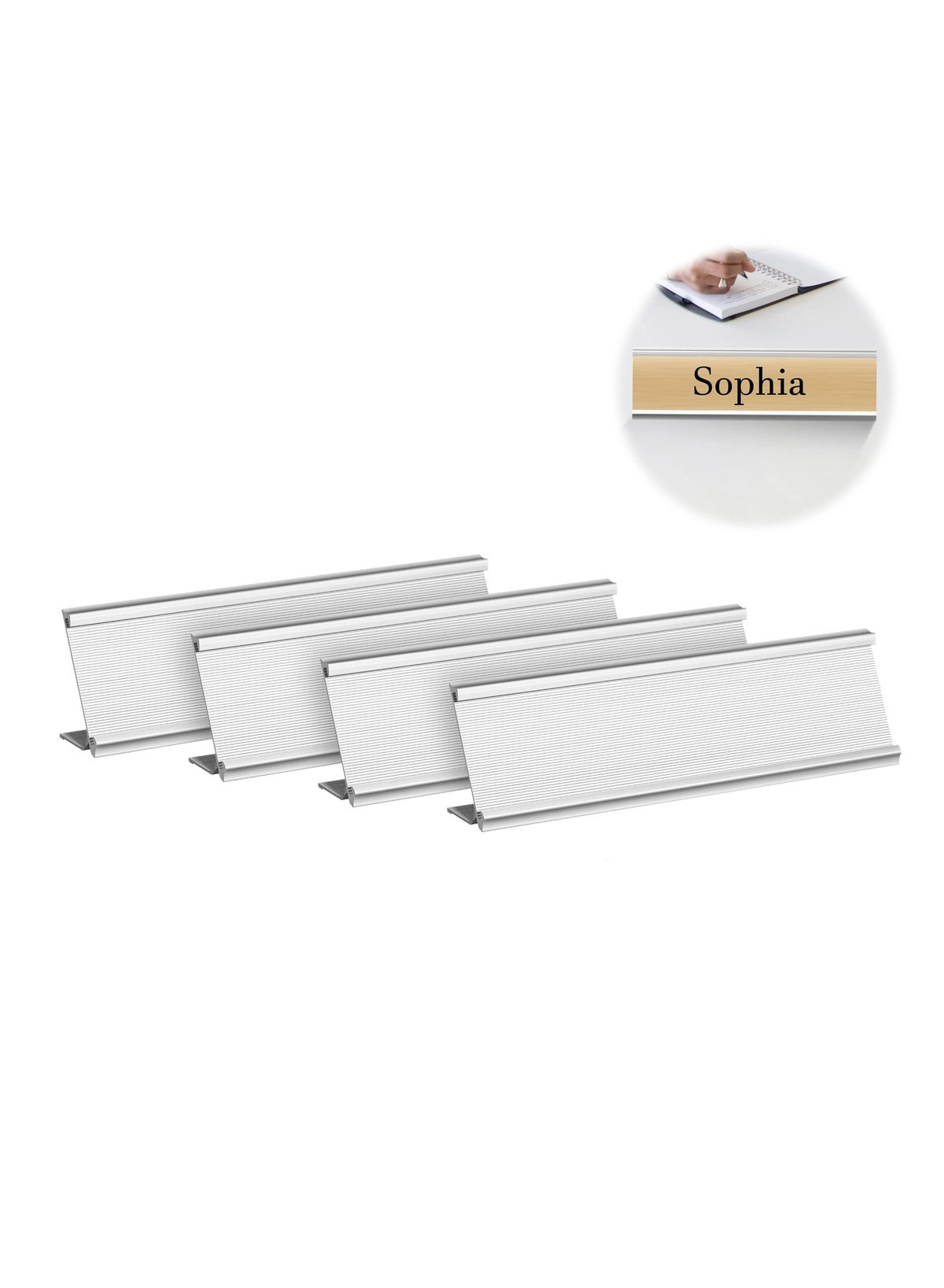 Generic 4 Pack Aluminum Name Plate Holder for Desk, 6 x 20 cm Office ...