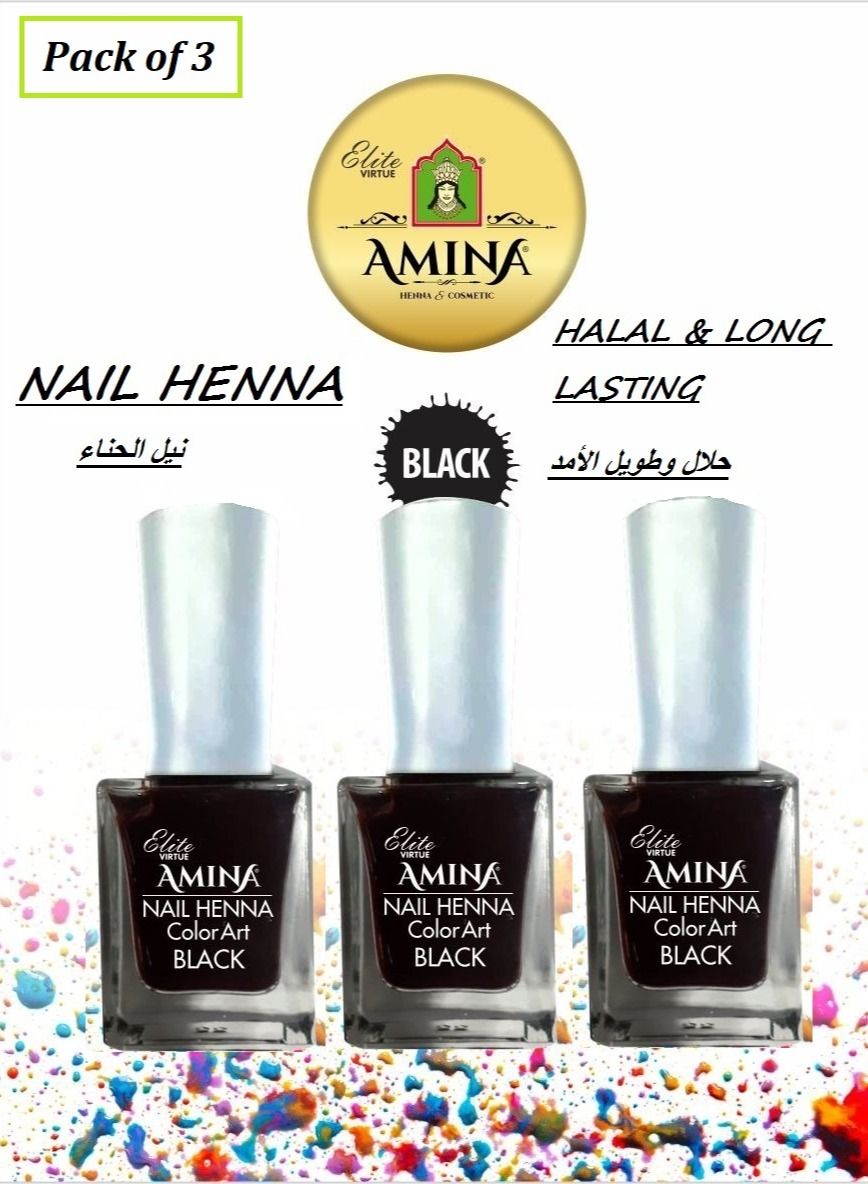 Amina Nail Polish Henna Color Art Nail Paint Mehendi Black 10 ML 3 ...
