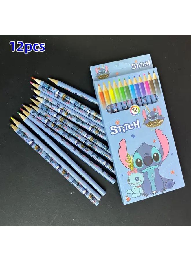 Generic 12 Piece Stitch Themed Colored Pencils Vibrant Blue Purple ...