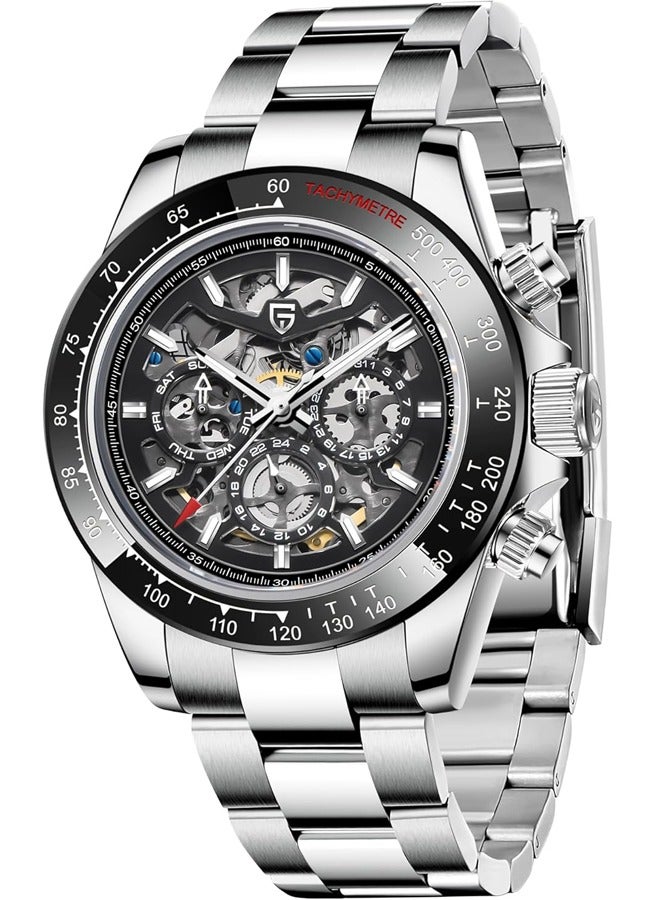 PAGANI DESIGN Men's Automatic Watches Stainless Steel Mechanical Frame ...