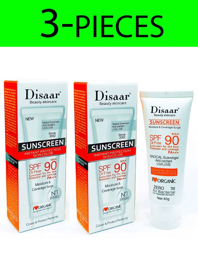 Disaar 3 Pieces Sunscreen Instant Protection Foundation SPF 90 | Best ...