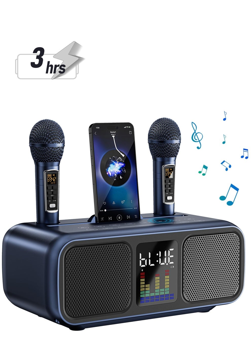 SDRD Karaoke Machine with 2 UHF Wireless Microphones and LED Screen ...