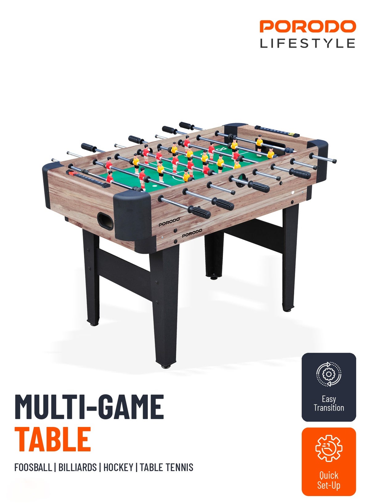 porodo Kids 4-in-1 Multi-Game Table / Hockey Table / Billiard Table ...