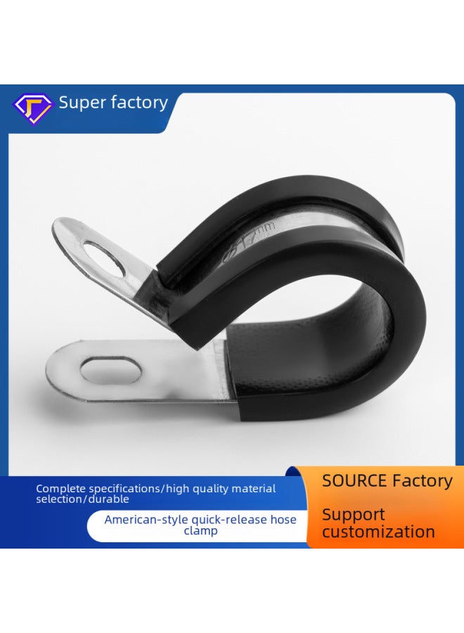 Generic 304 Stainless Steel Strip Clamp Rubber R-type Pipe Clamp Strip ...