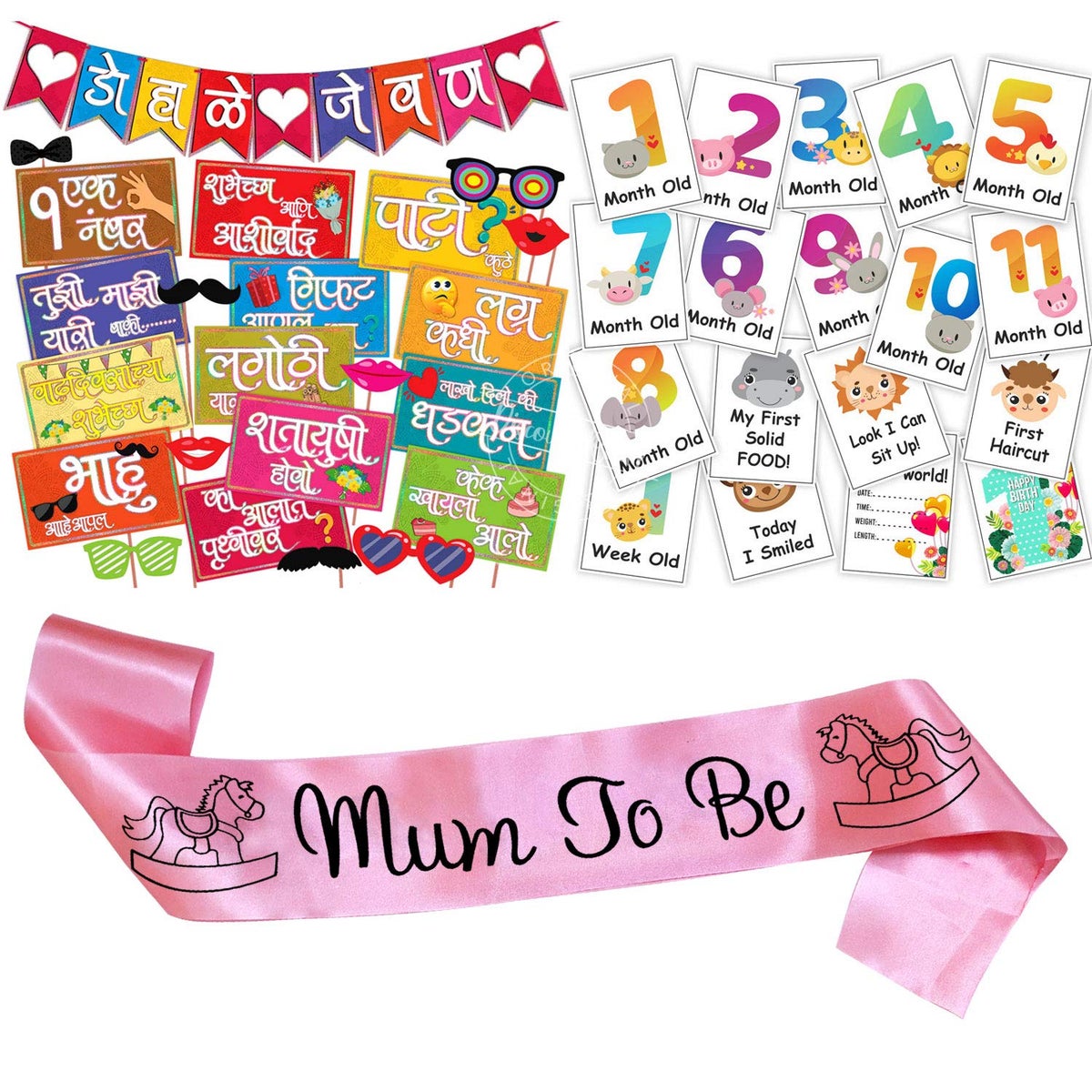 تسوق WOBBOX وWobbox Marathi Baby Shower Decoration Items| Baby Shower ...