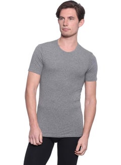 DICE Dice Round-Neck Short Sleeve Solid Undershirt for Men - Heather ...