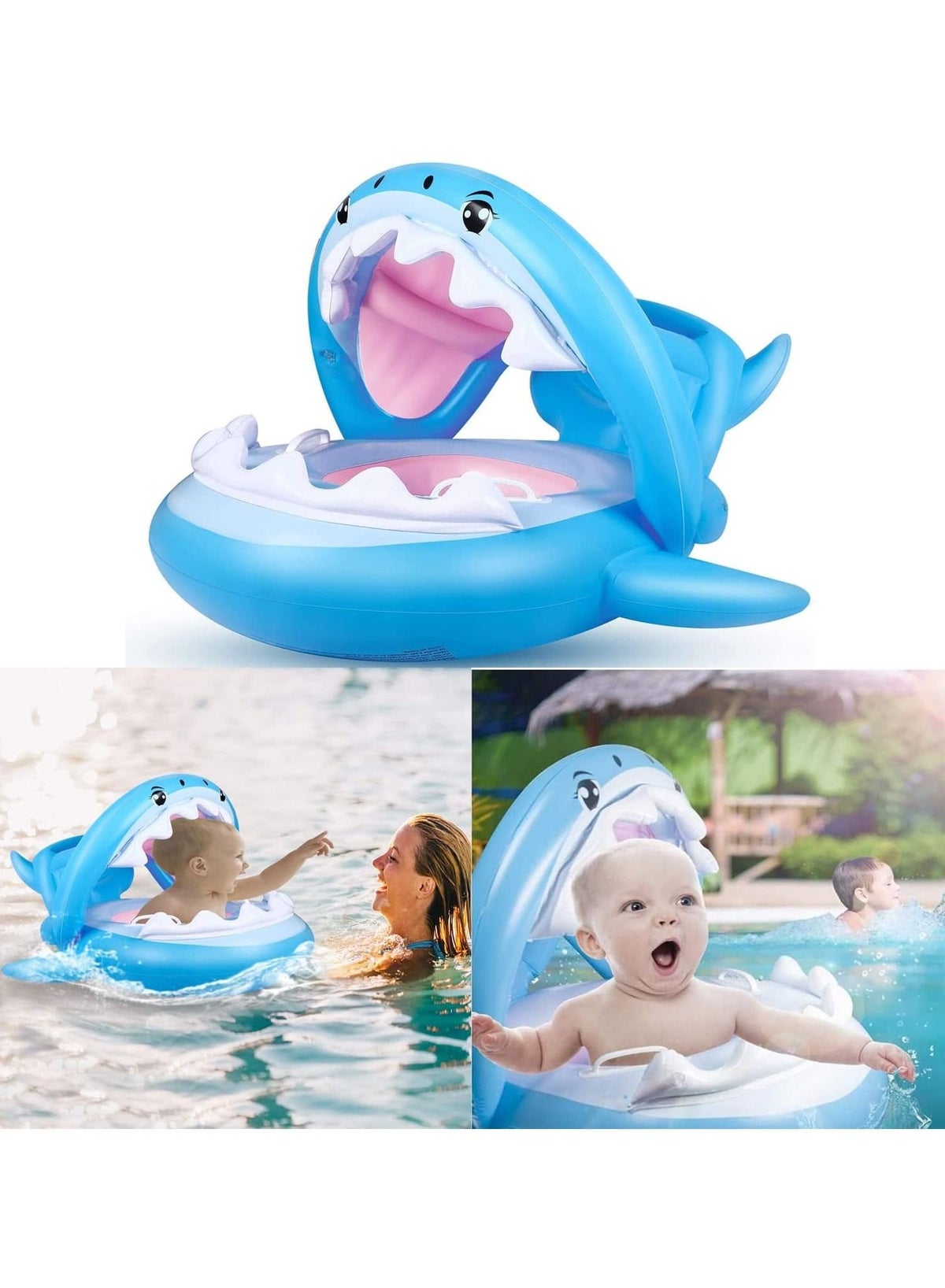 SYOSI Baby Pool Float Swimming Float with Canopy Inflatable Floatie ...