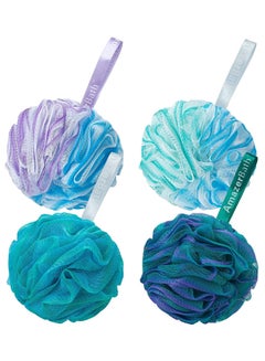 AmazerBath 4 Pack Soft Mesh Shower Balls Rich Foam Mesh Puff Shower ...
