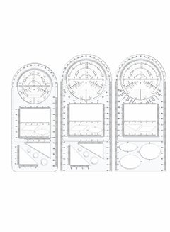 Generic 3Pcs Multifunctional Geometric Ruler, Mathematics Drawing Ruler ...