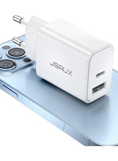 JSAUX 20 W USB C Charger Compatible with iPhone 15, JSAUX 2-Port Fast ...