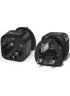 Lencent 2Pcs EU to UK Plug Adapter, Europe Schuko 2 Pin to 3 Pin UK ...
