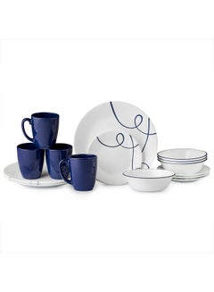 Corelle 16 Pieces Corelle Classic Lia Dinnerware Set White And Blue UAE ...