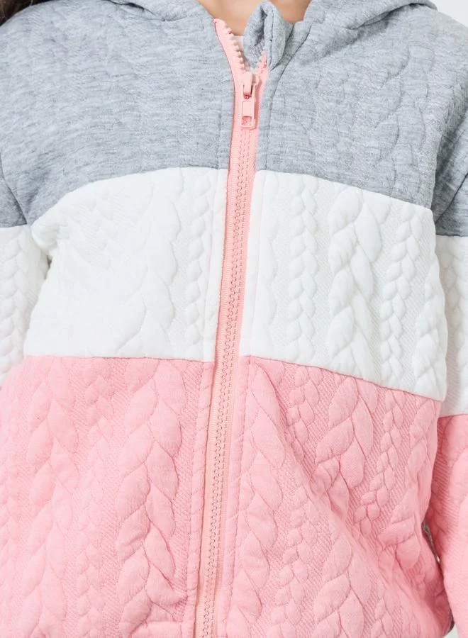 Styli Girls Color Block Textured Jacket for Women | Best Price Qatar