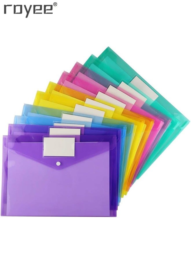 Royee 10 Piece Plastic A4 File Envelopes Clear Document bag Folders for ...