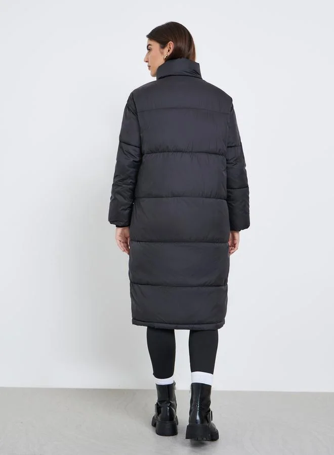 Styli Black Oversized Padded Coat with Side Pockets for Women | Best ...