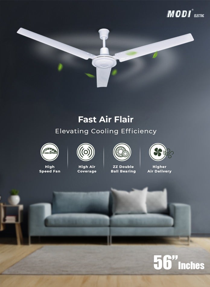 MODI MODI 56 Inch 3-Blade Indoor Ceiling Fan with 5-Speed Remote ...