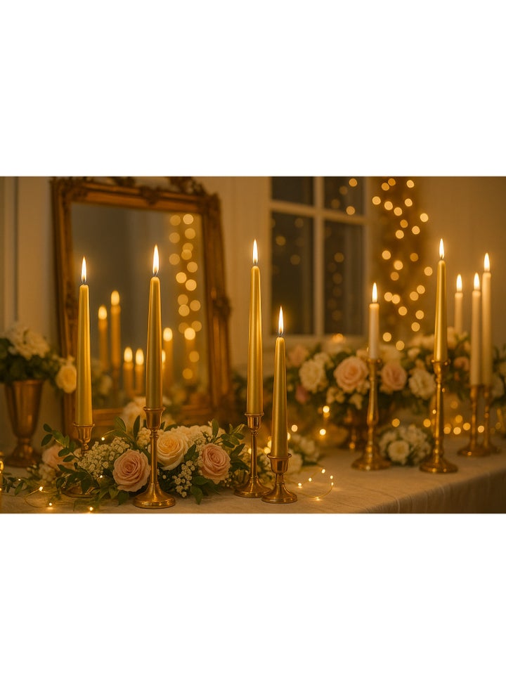 Buy Home Care Metallic Gold Taper Candles Online | 15 Minutes Instant ...