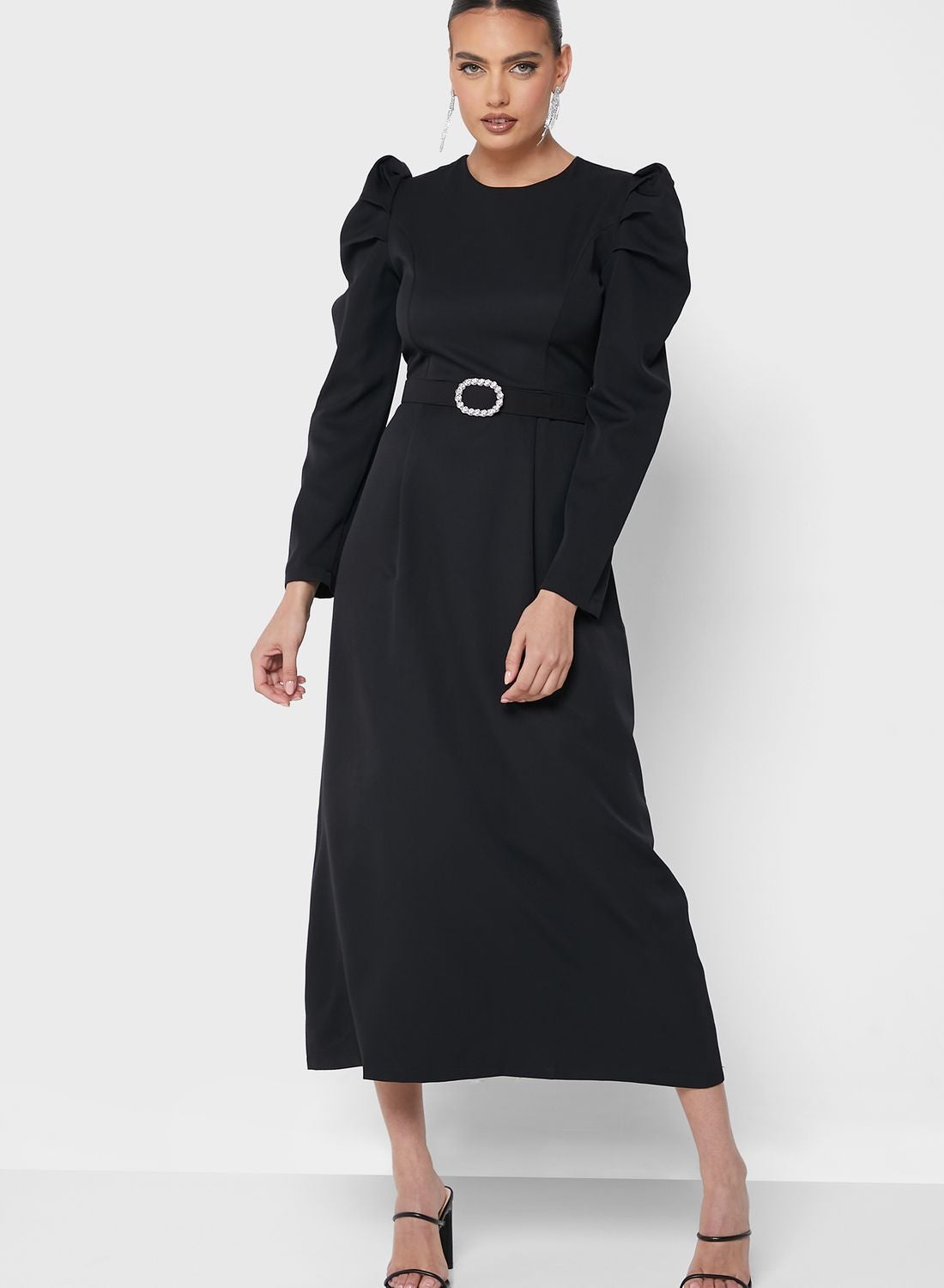 Khizana Belted Puff Sleeve Dress | Best Price KSA | Riyadh, Jeddah
