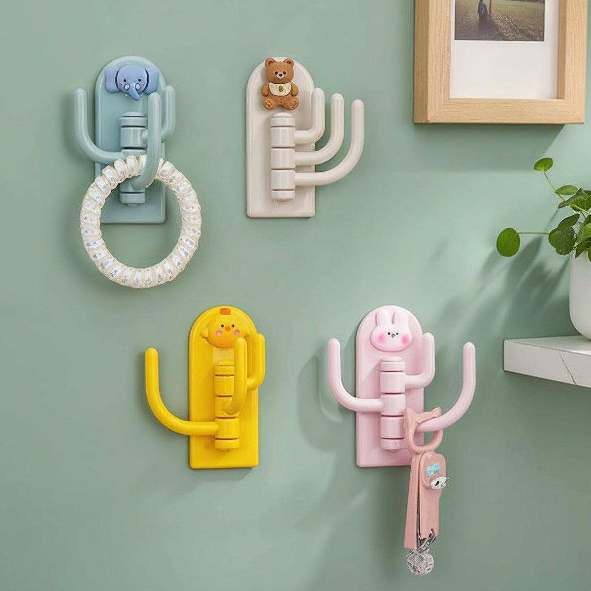 Party Propz Cartoon Self Adhesive Hooks - 4 Pcs Multicolor Sticker ...