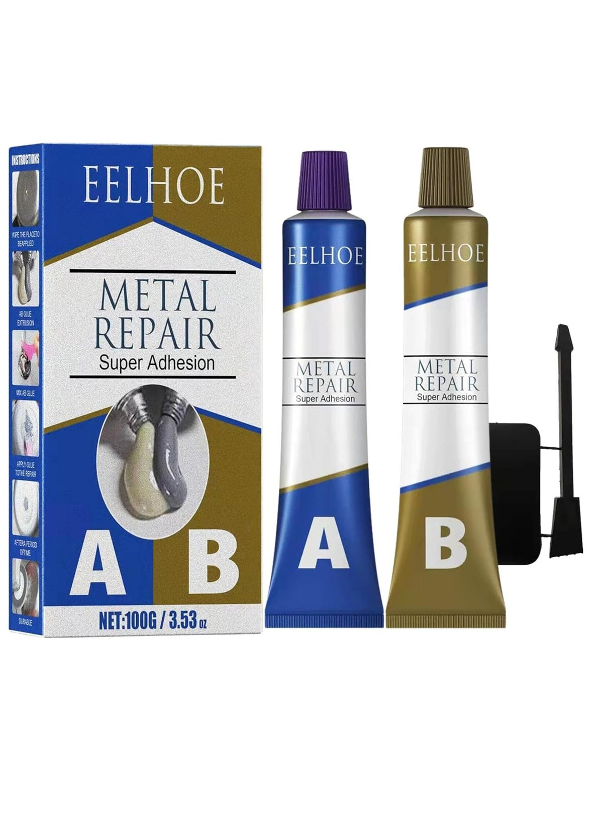 EELHOE Magic Metal Mending Agent A and B Repairing Glue Industrial Heat ...