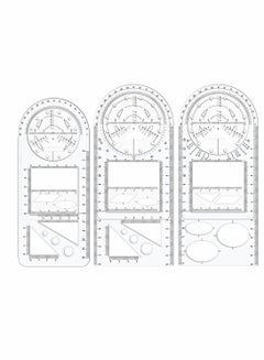 KASTWAVE 3Pcs Multifunctional Geometric Ruler, Mathematics Drawing ...
