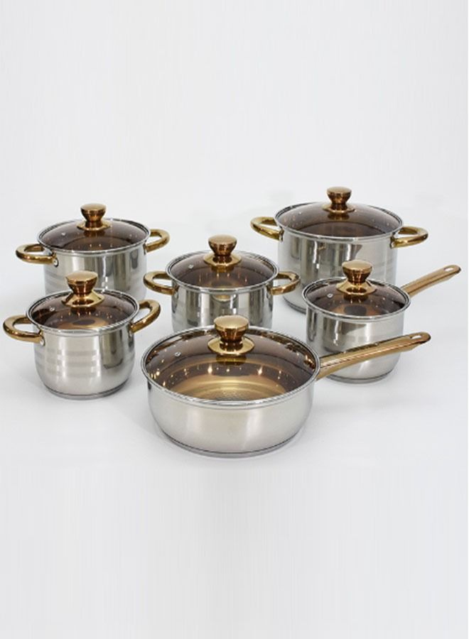 NKX Set of 12 Cookware Set - Stainless Steel Pots and Kitchen Utensils ...