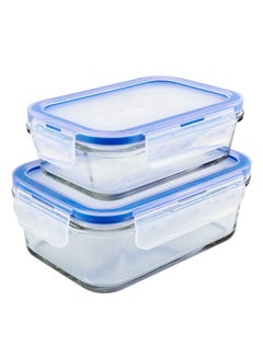 Mondex 2 Pieces Food Storage Container with Lid, Blue, 350 Ml and 700 ...