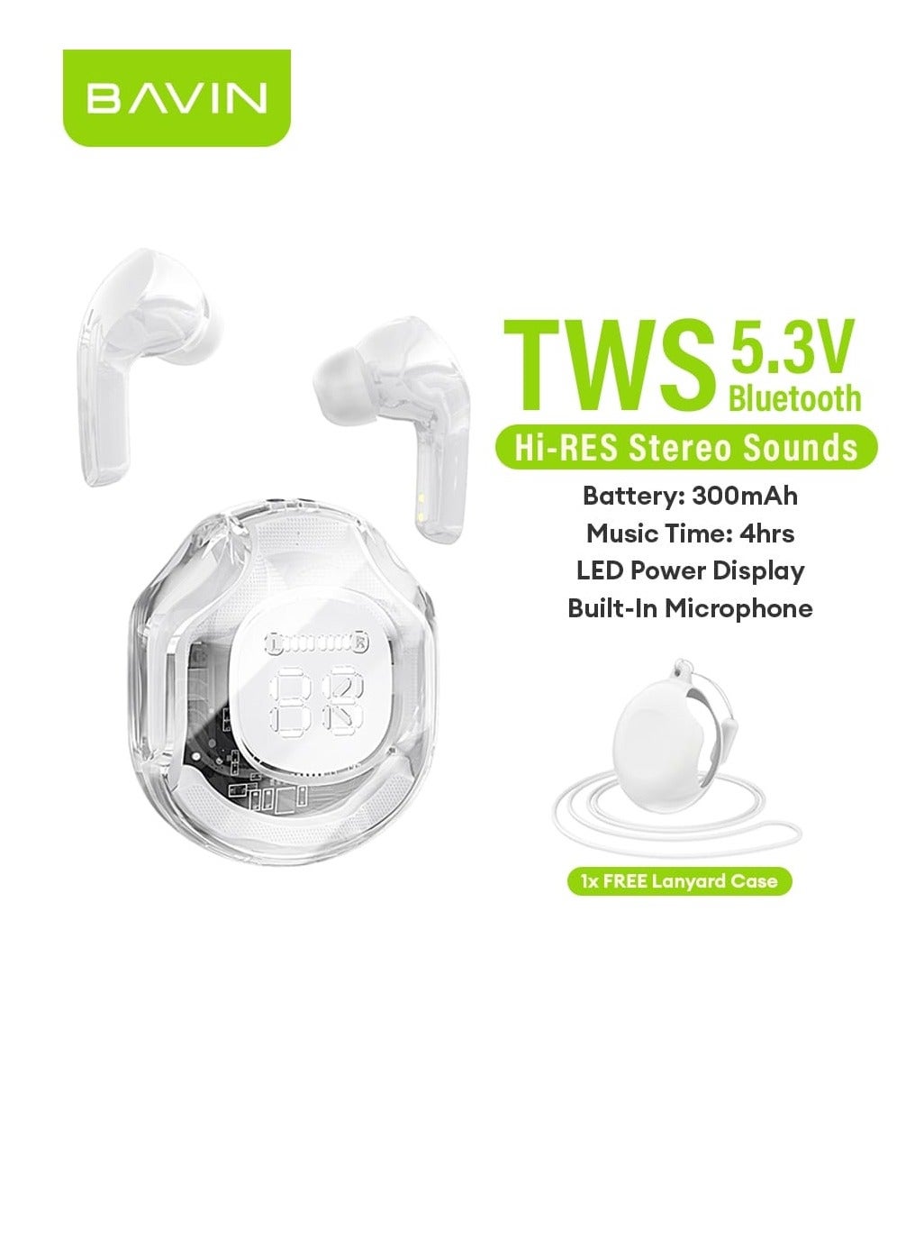 Bavin BAVIN BA66 HiFi TWS Earphone Wireless Bluetooth 5.3 Headphones ...