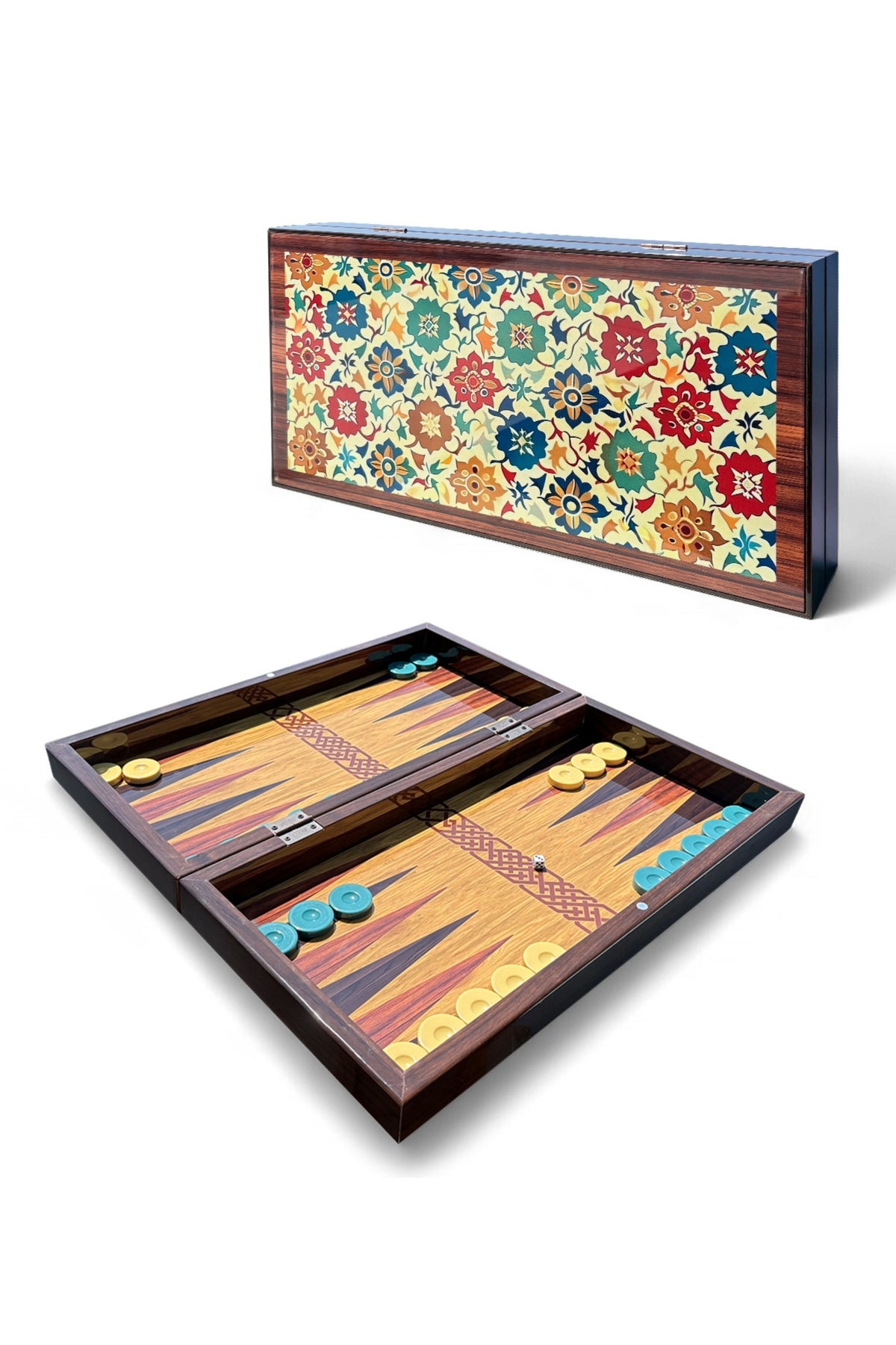 Biggdesign Backgammon Set with Dice and Checkers, MDF Body, Magnetic Lock, Durable Gloss Finish ...
