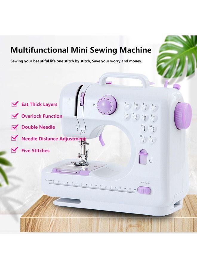 ET-LIFE Portable Household Mini Electric Sewing Machine UFR-505 White ...