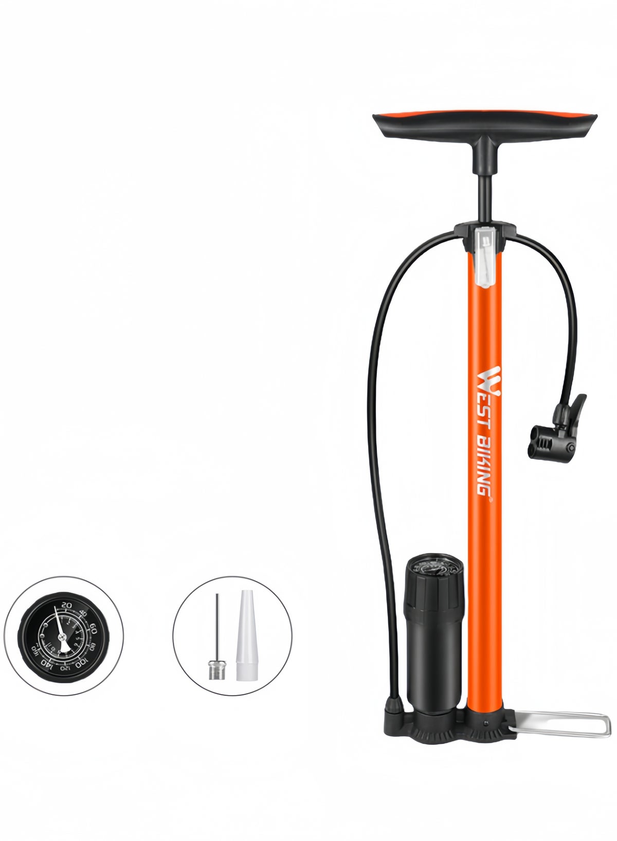 تسوق WEST BIKING وBike Pump with Pressure Gauge - Bicycle Air Pump for All Valves - 11 Bar / 160 ...