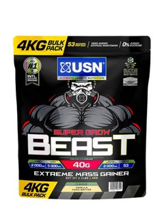USN USN Super Grow Beast 4kg Vanilla High Calorie Mass Gainer Protein ...