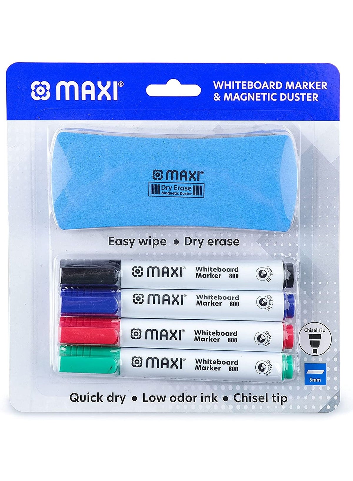 Maxi 5-Piece Dry Erase Marker With Eraser Multicolour | Best Price UAE ...