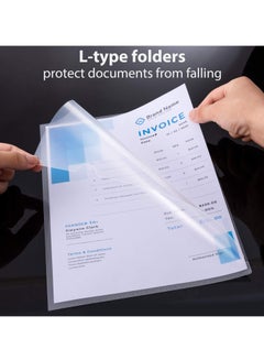 KASTWAVE 20 Pcs Plastic Clear Document Folders, Waterproof A4 L-Type ...