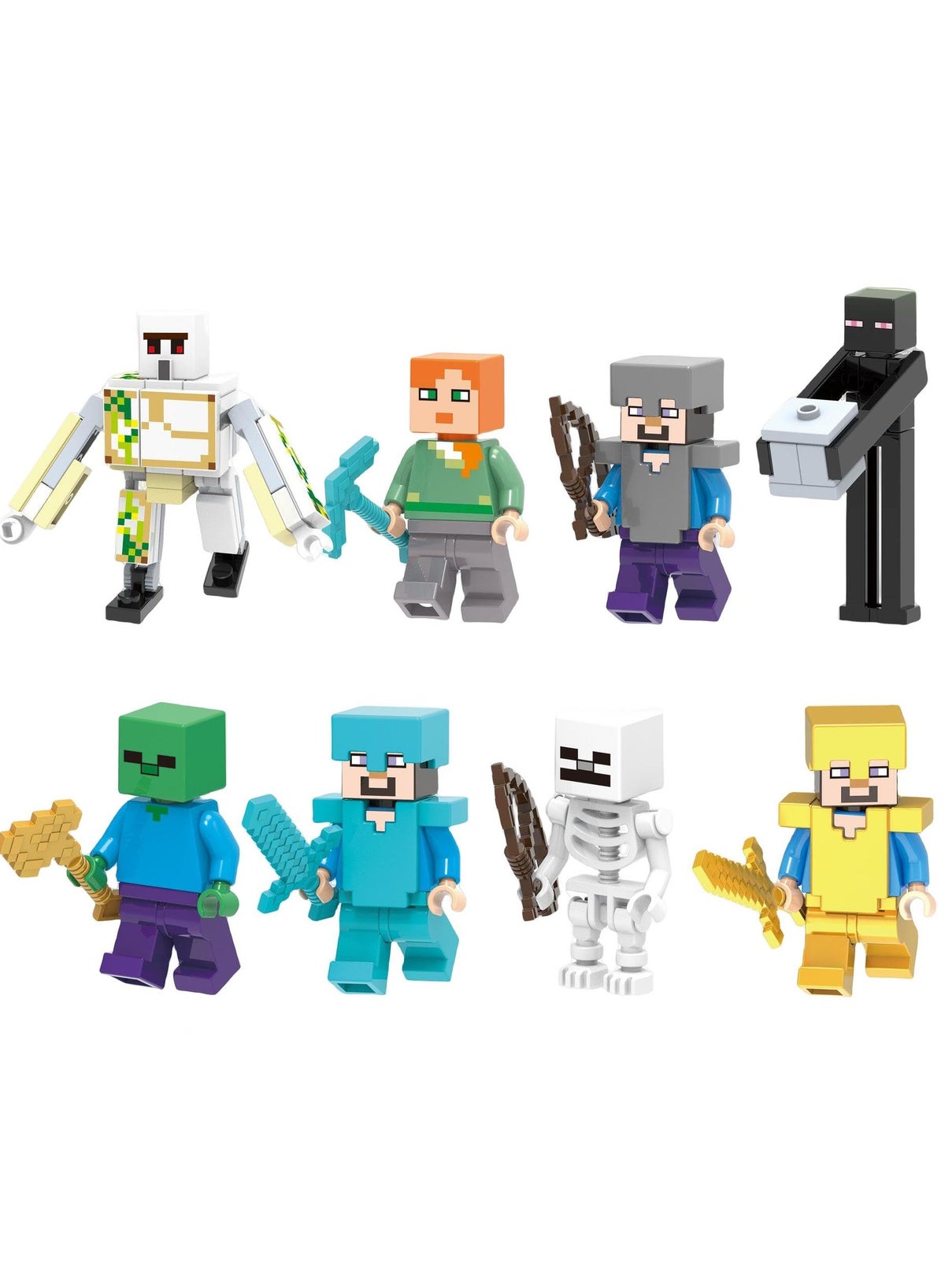 Generic Figures Set of 8 Pieces Man Figures with Multiple Blocks Kids ...