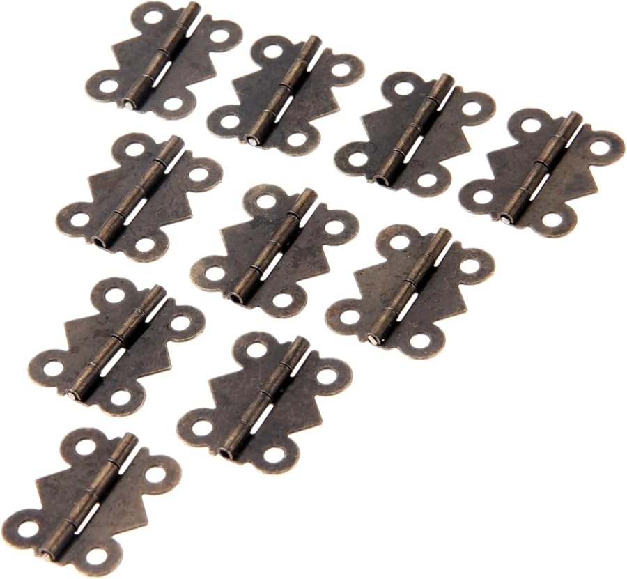 Generic Antique Bronze Hinge Set 10Pcs 20x25mm 4 Hole Cabinet Door ...